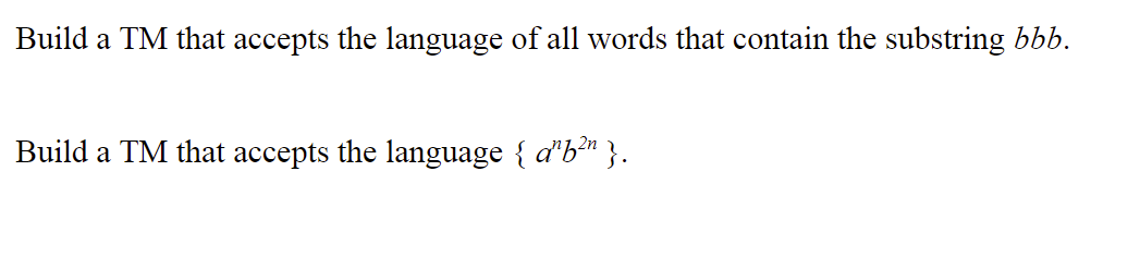 Solved Build a TM that accepts the language of all words | Chegg.com
