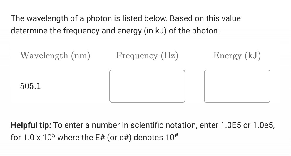 Solved The wavelength of ﻿a photon is ﻿listed below. Based | Chegg.com