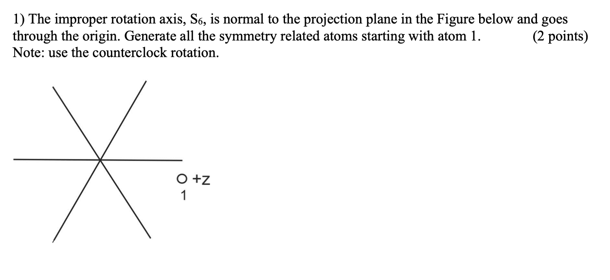 Solved 1) The improper rotation axis, S6, is normal to the | Chegg.com