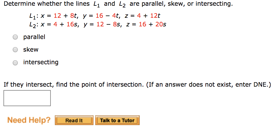 Solved Determine whether the lines L1 and L2 are parallel, | Chegg.com