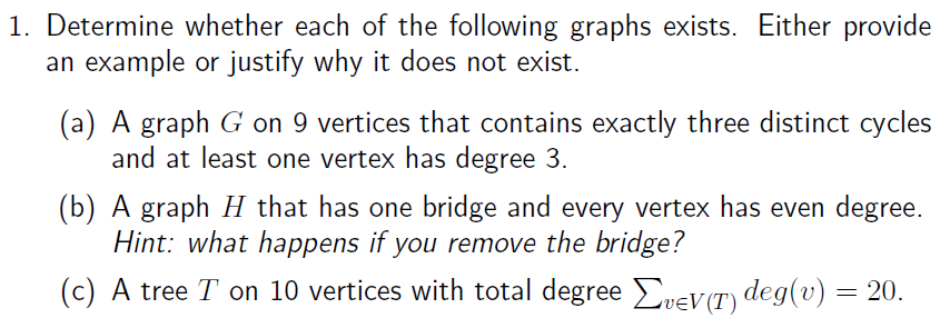 Solved 1. Determine whether each of the following graphs | Chegg.com