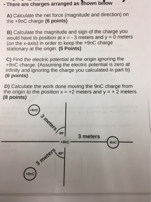 Solved There are charges arranged as shown below A) | Chegg.com