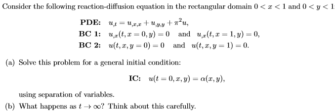 Consider the following reaction-diffusion equation in | Chegg.com