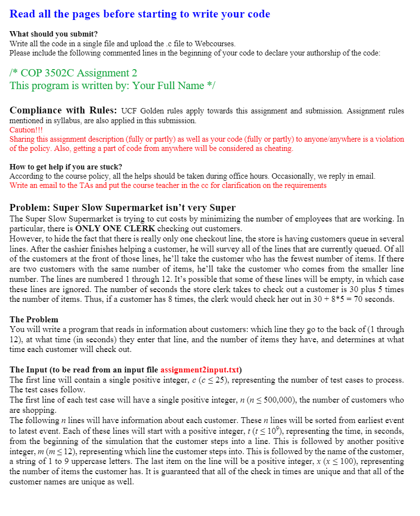 Solved Read all the pages before starting to write your code | Chegg.com