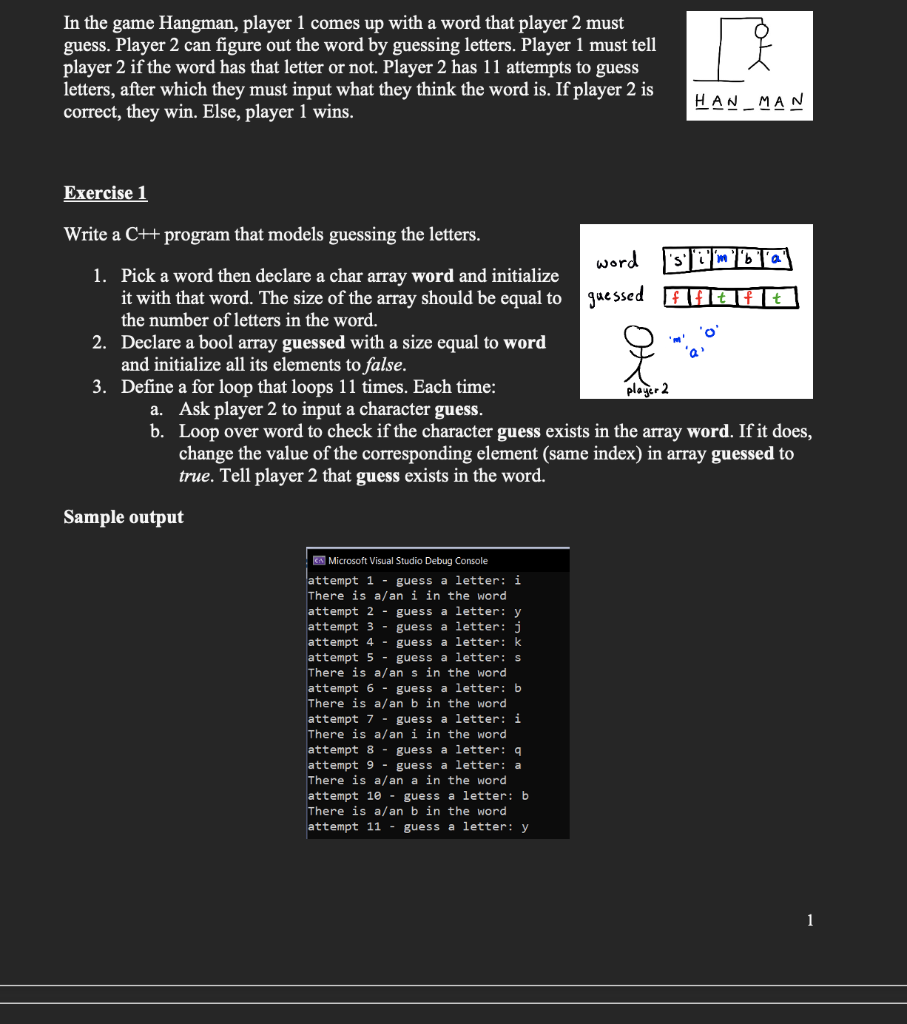 Solved In the game Hangman, player 1 comes up with a word | Chegg.com