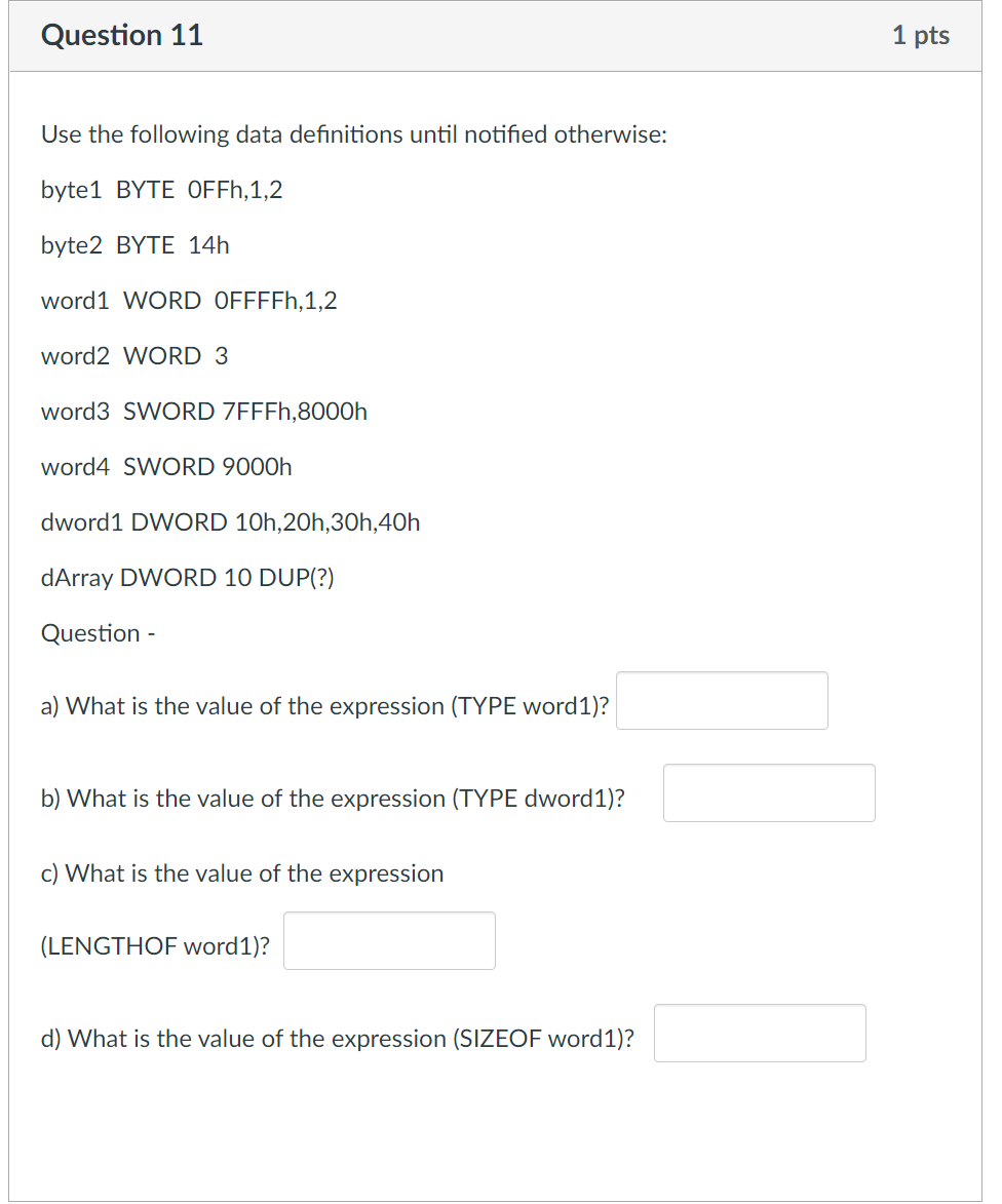 Solved Use the following data definitions until notified | Chegg.com