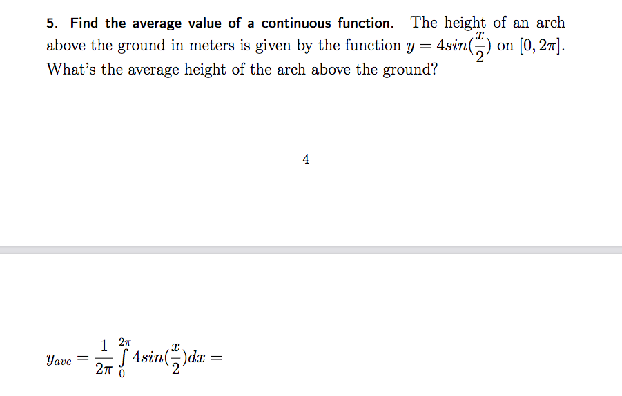 Solved 5. Find the average value of a continuous function. | Chegg.com