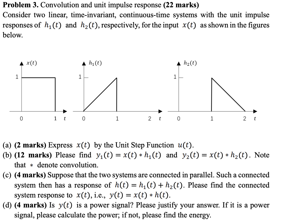 Solved Problem 3. Convolution and unit impulse response (22 | Chegg.com