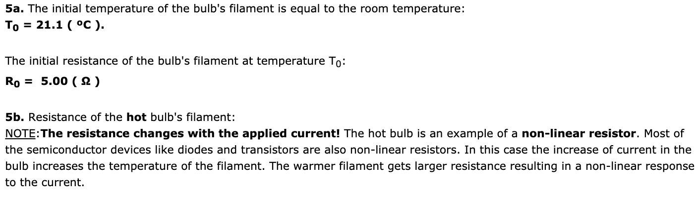 Solved Activity 5: Temperature of the Bulb's Filament Before | Chegg.com