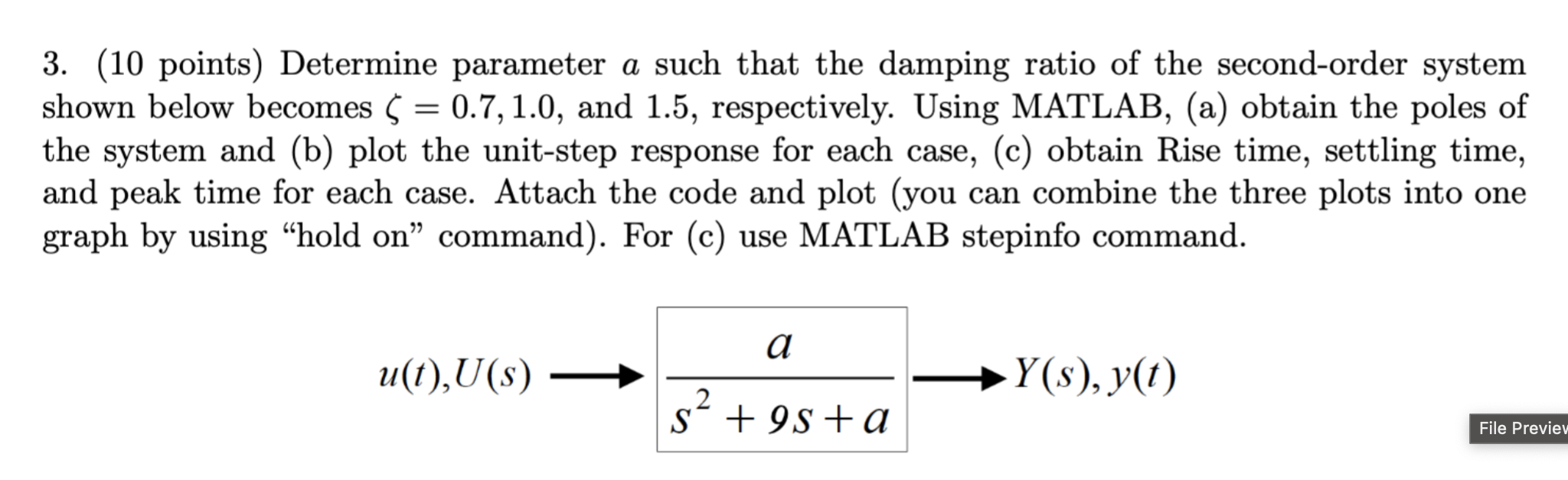 Solved (10 ﻿points) ﻿Determine parameter a such that the | Chegg.com