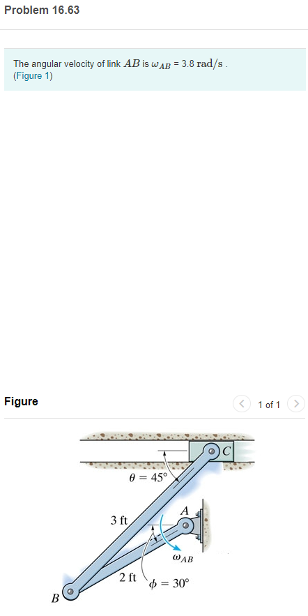 Solved Problem 16.63 The angular velocity of link AB is WAB | Chegg.com