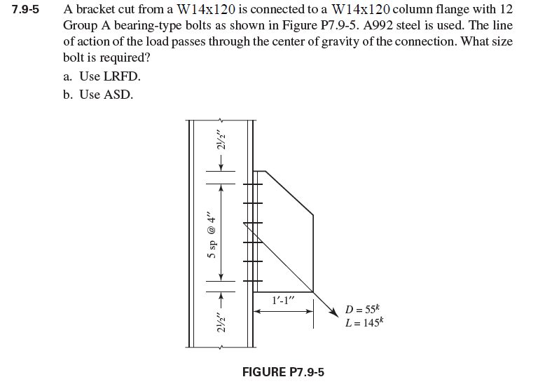 Solved 7.9-5 A bracket cut from a W14x120 is connected to a | Chegg.com