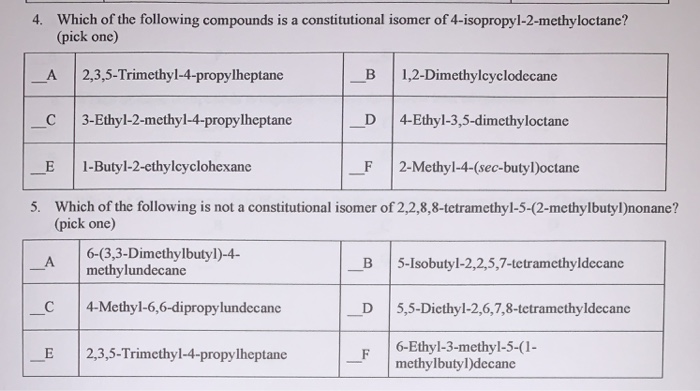 Solved Which of the following compounds is a constitutional | Chegg.com