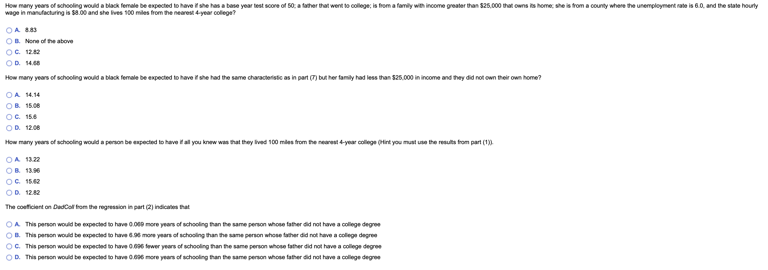 Solved Using the Excel data set, College Distance described | Chegg.com