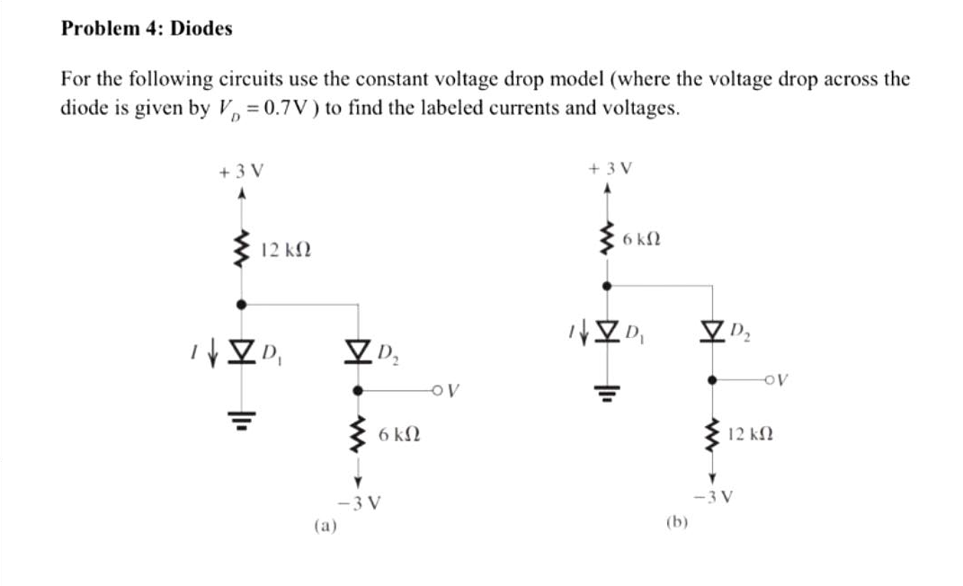 Solved Problem 4: Diodes For the following circuits use the | Chegg.com