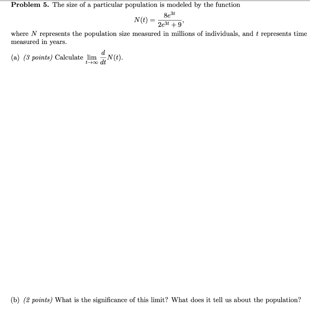Solved Problem 5. The size of a particular population is | Chegg.com