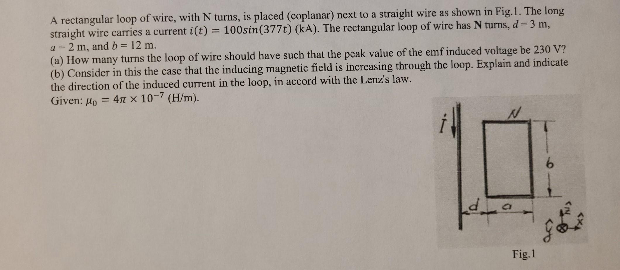 Solved A rectangular loop of wire, with N turns, is placed | Chegg.com