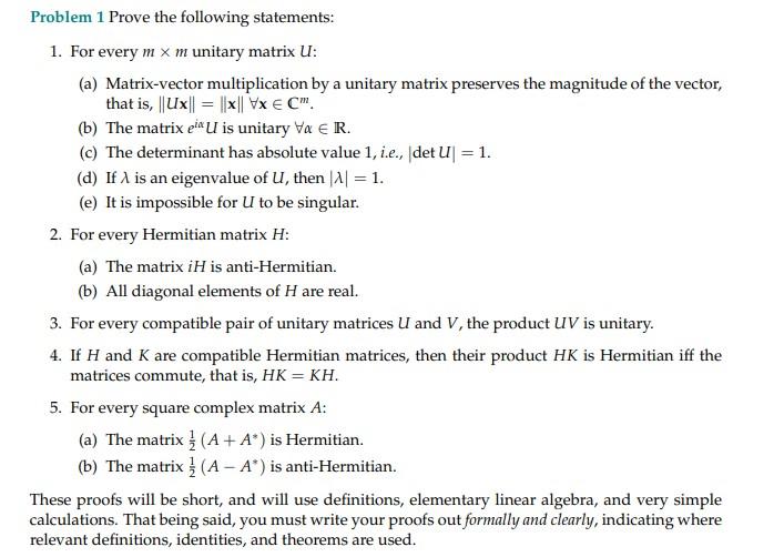Solved Problem 1 Prove the following statements: 1. For | Chegg.com