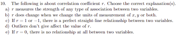 Solved 10. The following is about correlation coefficient r. | Chegg.com