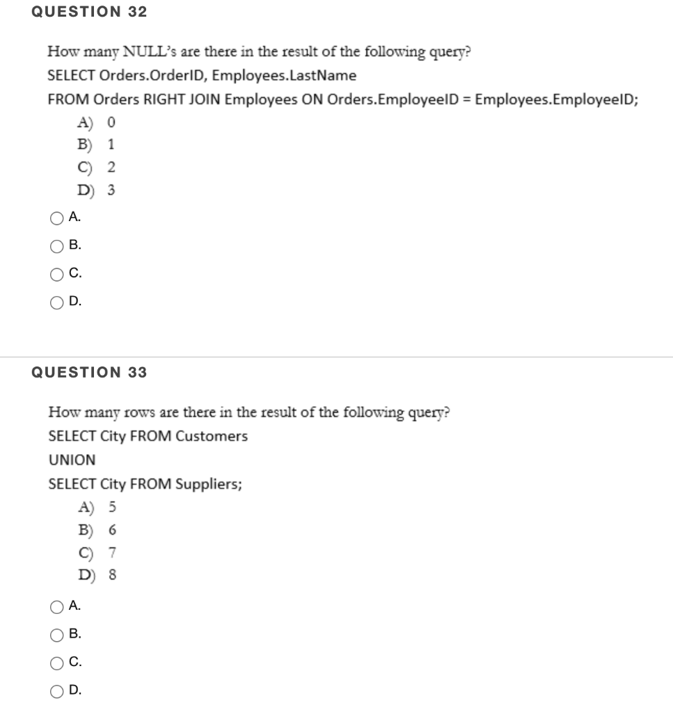 Solved ION 32 How Many NULL s Are There In The Result Chegg