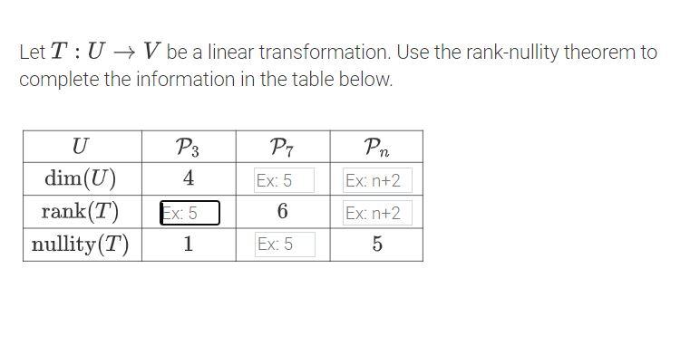 Solved Let T:U + V be a linear transformation. Use the | Chegg.com