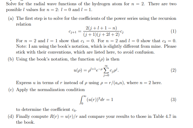 Solved Solve for the radial wave functions of the hydrogen | Chegg.com