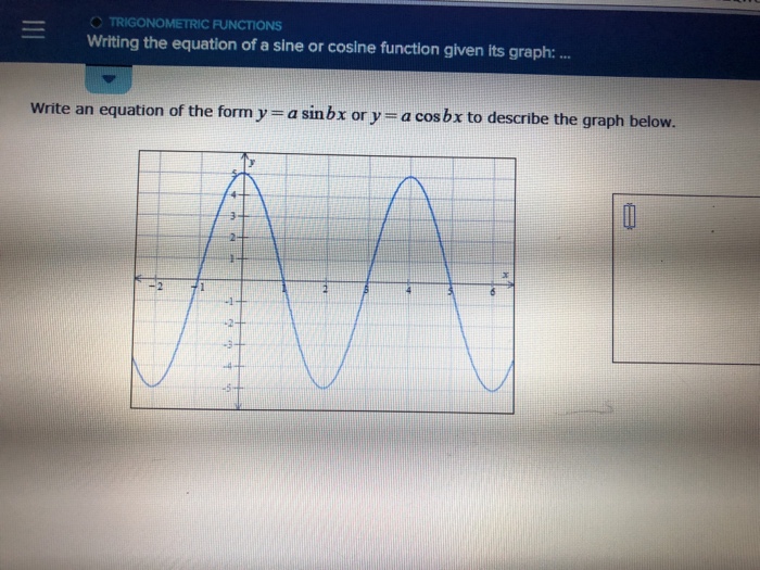 Solved O TRIGONOMETRIC FUNCTIONS Writing the equation of a | Chegg.com