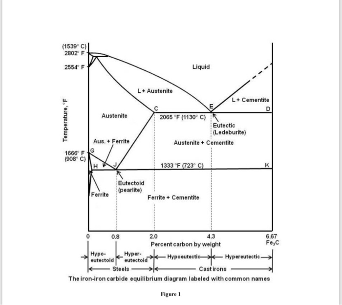 Solved (1539° C) 2802 F Liquid 2554 F L+Austenite L+ | Chegg.com
