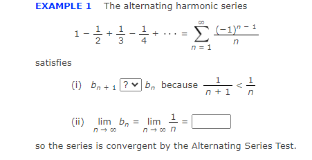 Solved EXAMPLE 1 The alternating harmonic series 1+ ☺ (-1)" | Chegg.com