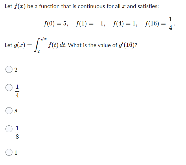 Solved Let f(x) be a function that is continuous for all x | Chegg.com