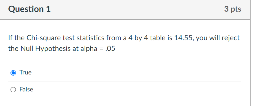 Solved If The Chi Square Test Statistics From A 4 By 4 Table