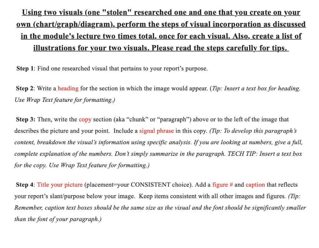 Using two visuals (one "stolen" researched one and | Chegg.com