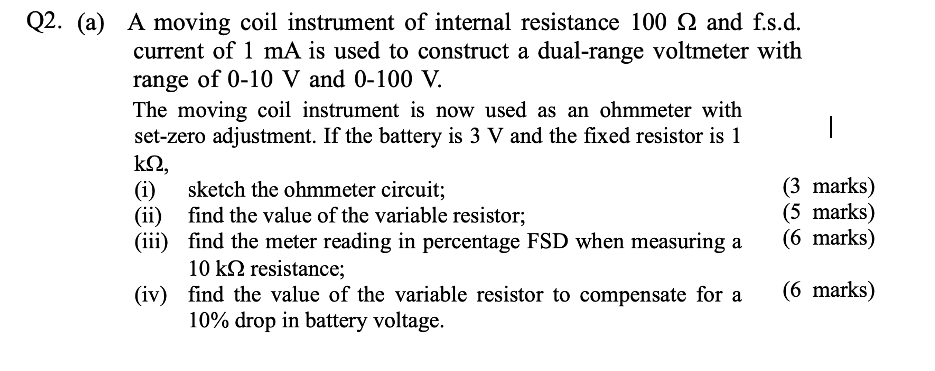 Solved (a) A moving coil instrument of internal resistance | Chegg.com