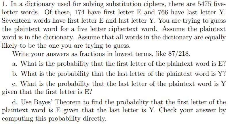 Solved 1 In A Dictionary Used For Solving Substitution