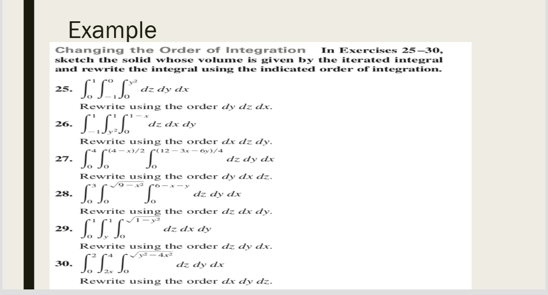 Solved Example Changing the Order of Integration In | Chegg.com