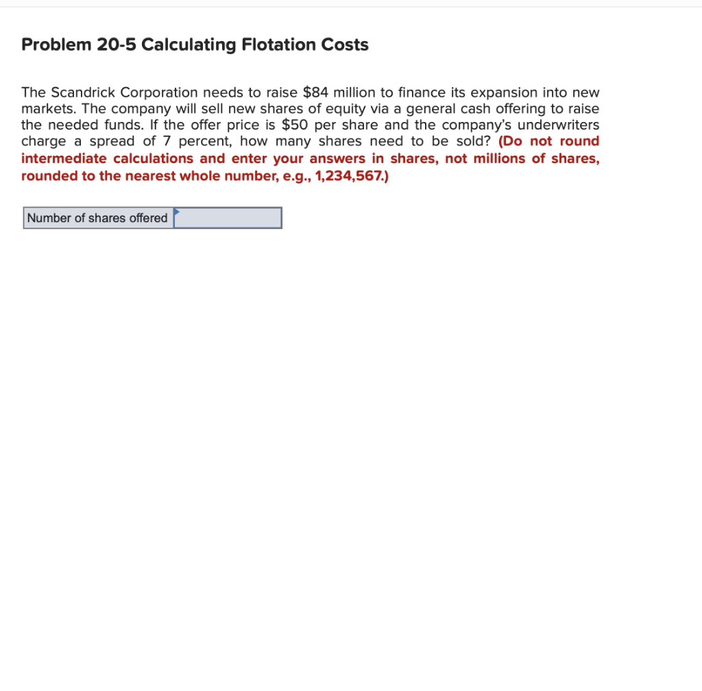 Solved Problem 20-5 Calculating Flotation Costs The | Chegg.com
