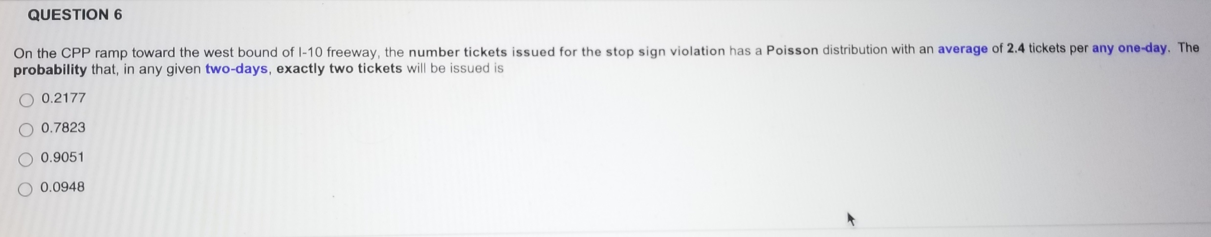 Solved QUESTION 6 On the CPP ramp toward the west bound of | Chegg.com