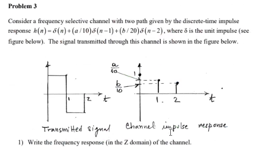 Solved Consider a frequency selective channel with two path | Chegg.com