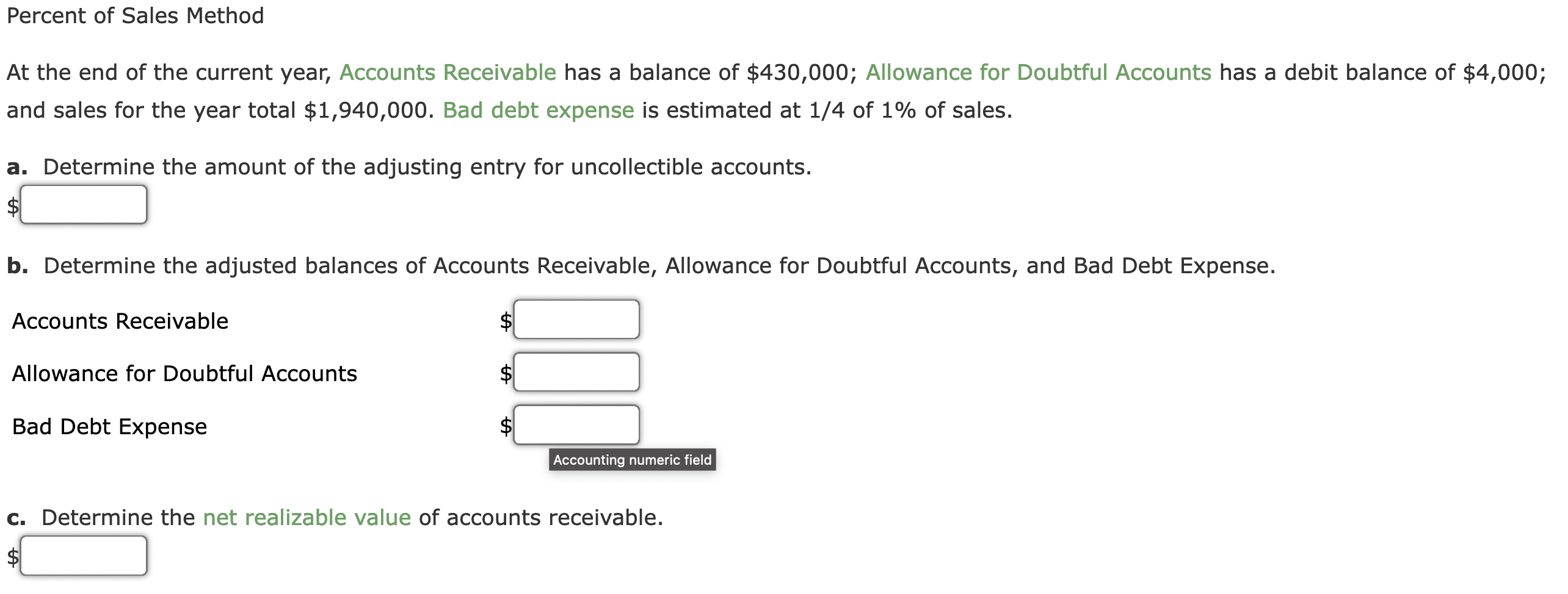 Solved At the end of the current year, Accounts Receivable | Chegg.com