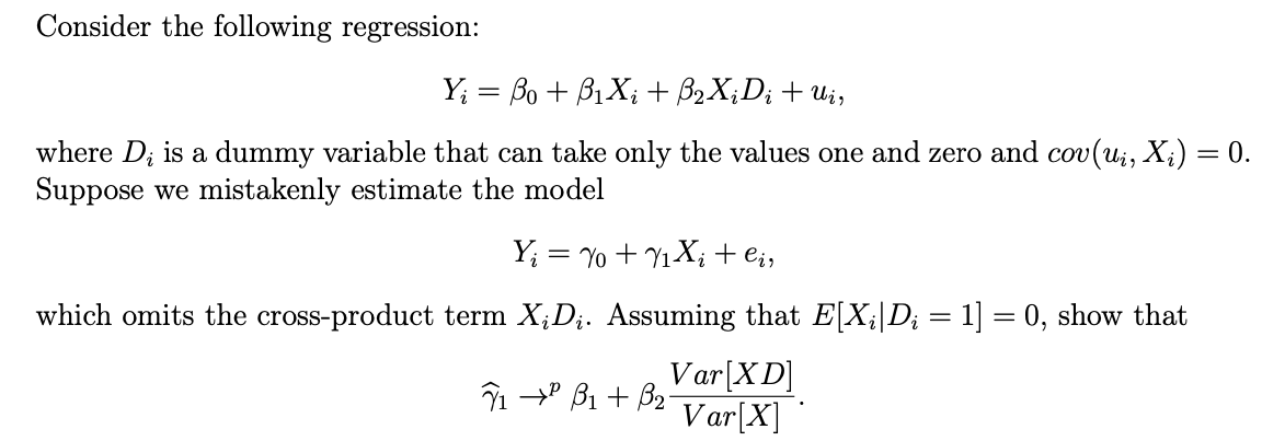 Consider the following regression: | Chegg.com