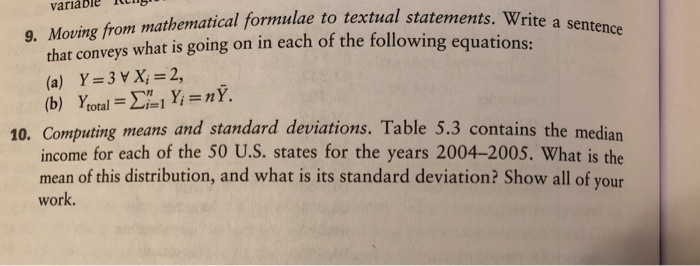 Solved variable b 9. Moving from mathematical formulae to | Chegg.com