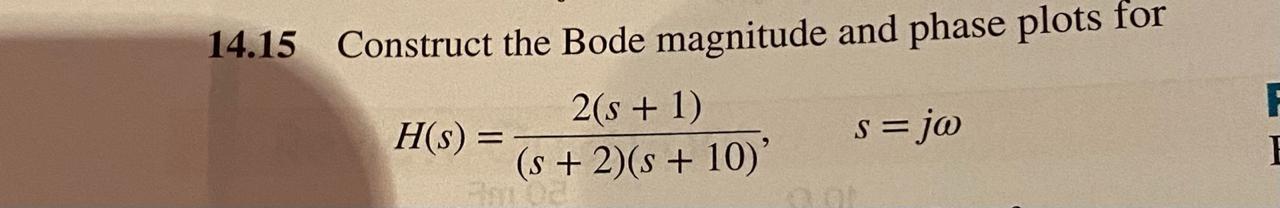 Solved 14.15 Construct the Bode magnitude and phase plots | Chegg.com