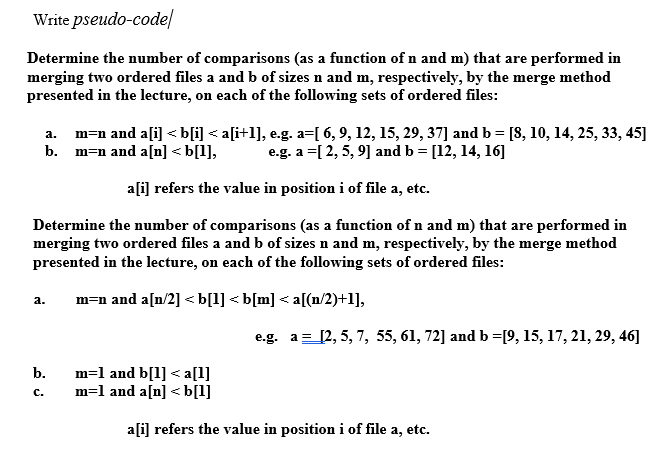 Write pseudo-code/ Determine the number of | Chegg.com