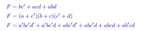 Solved F=bc′+acdF=bc′+acd+abd F=(a+c′)(b+c)(c′+d) | Chegg.com