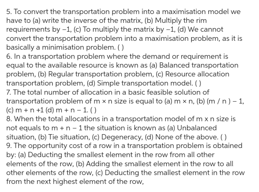 Solved To convert the transportation problem into a | Chegg.com