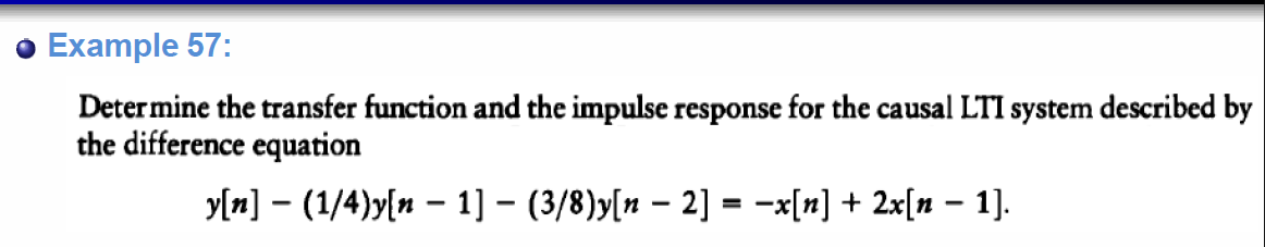 Solved Example 57:Determine the transfer function and the | Chegg.com