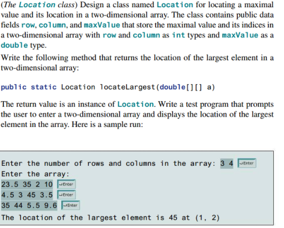 Solved (The Location class) Design a class named Location | Chegg.com