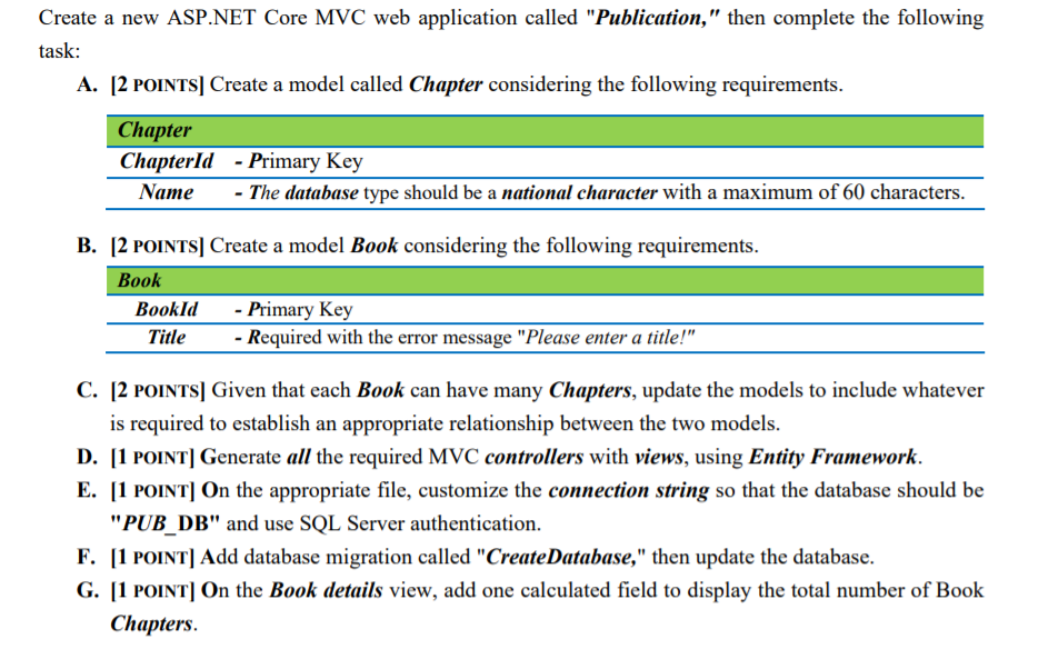 Solved Create a new ASP.NET Core MVC web application called | Chegg.com