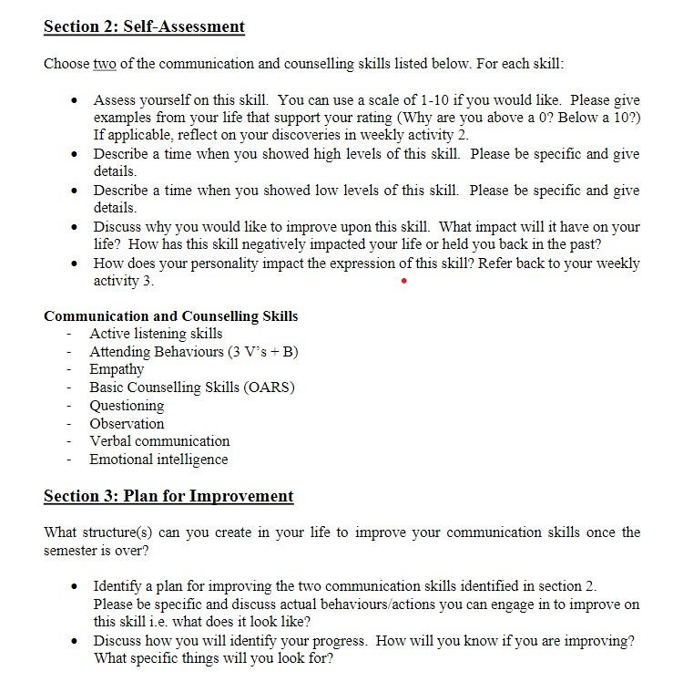Section 2: Self-Assessment Choose two of the | Chegg.com