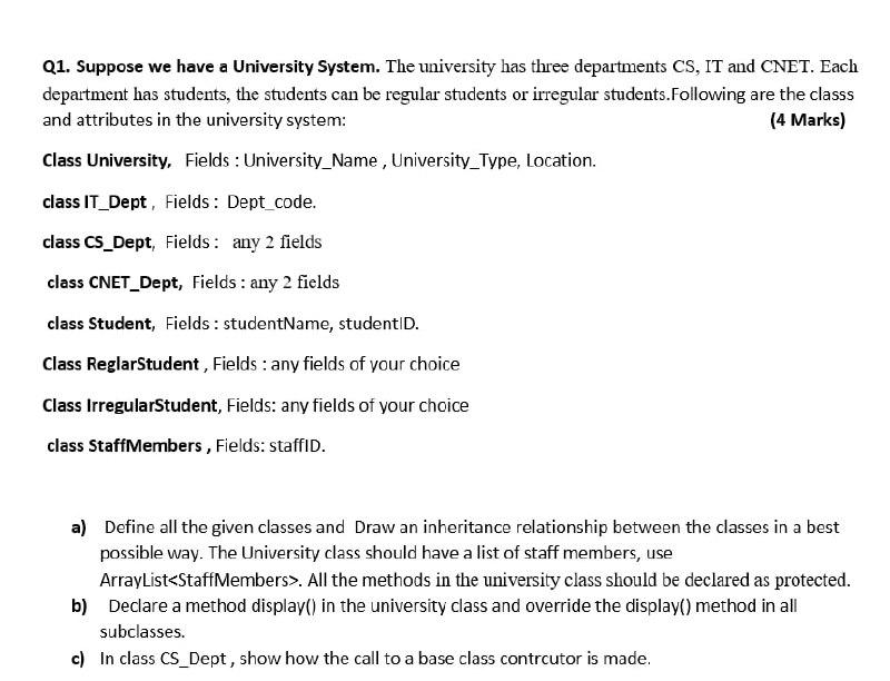 Solved Q1. Suppose we have a University System. The | Chegg.com